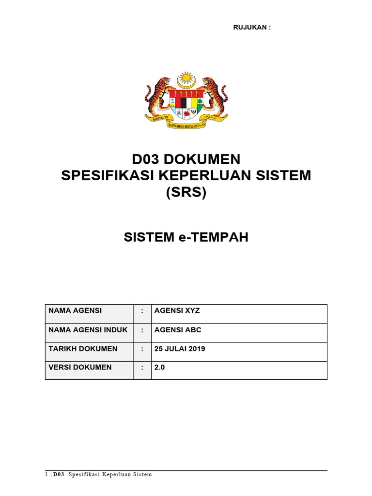 D03 Dokumen Spesifikasi Keperluan Sistem | PDF
