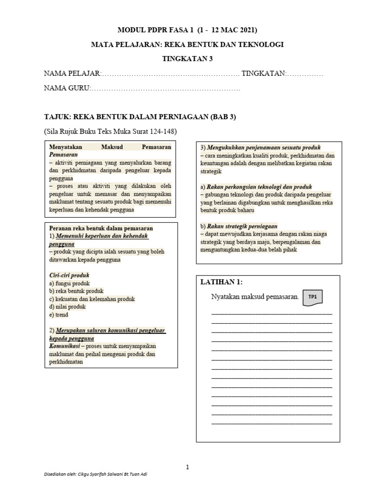 Modul PDPR Fasa 1 | PDF | Bisnis