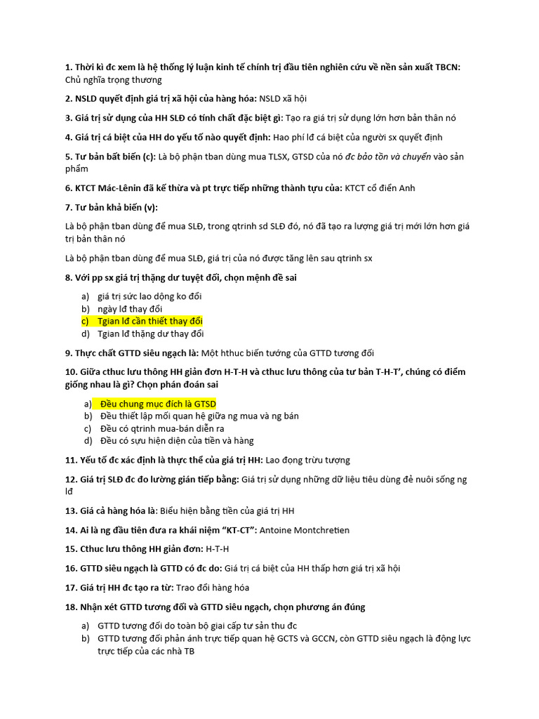 KTCTML ôn tập GK | PDF