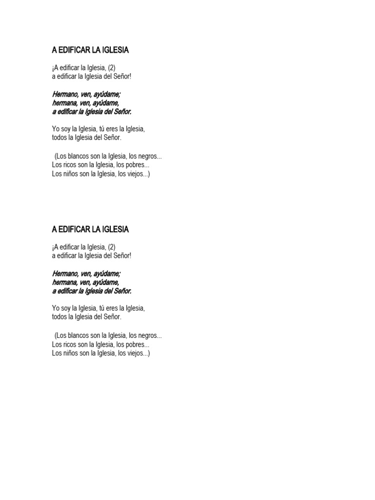 Canto a Edificar La Iglesia | PDF
