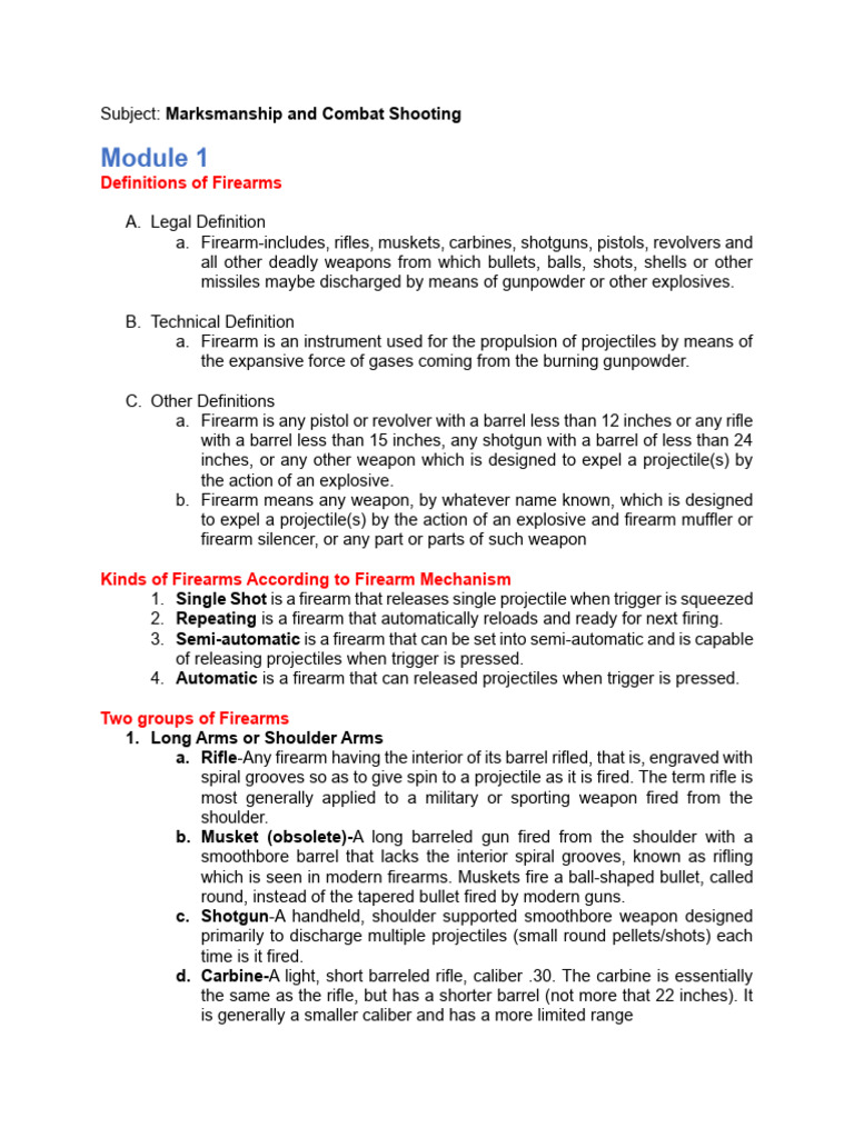 Marksmanship Module 1 | Download Free PDF | Gun Barrel | Pistol