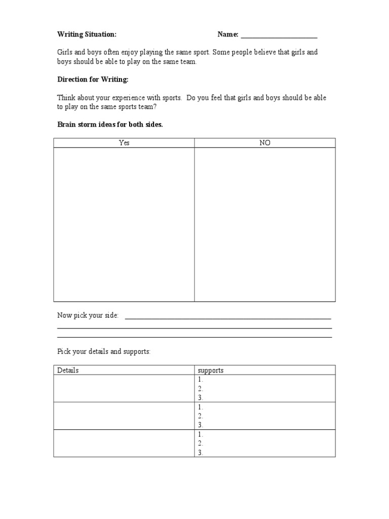 Writing Prompt Sports | PDF | Sports & Recreation