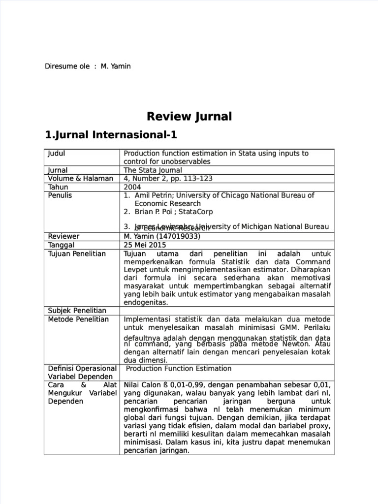 Contoh Review Jurnal Ekonomi Lengkap | PDF