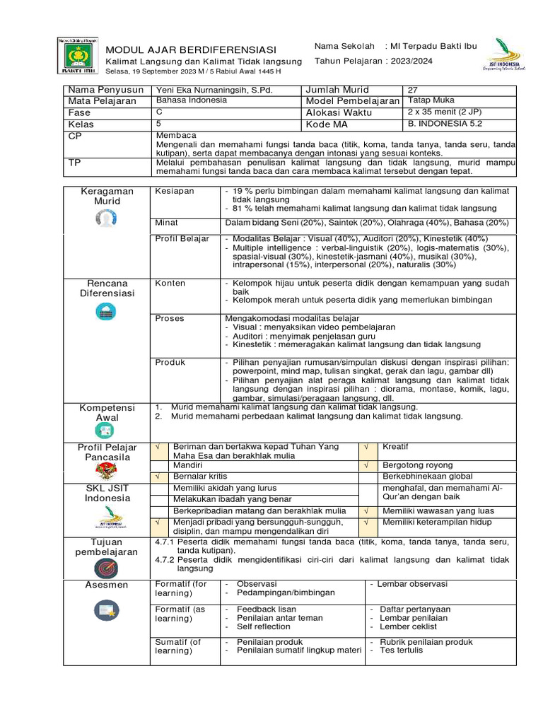 Contoh Modul Ajar | PDF