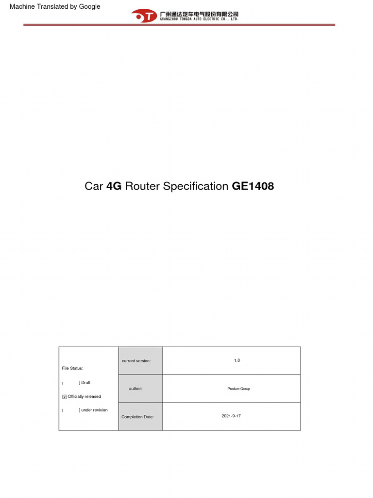 Bus 4g Router Specification GE1408 | PDF | Router (Computing) | Wi Fi