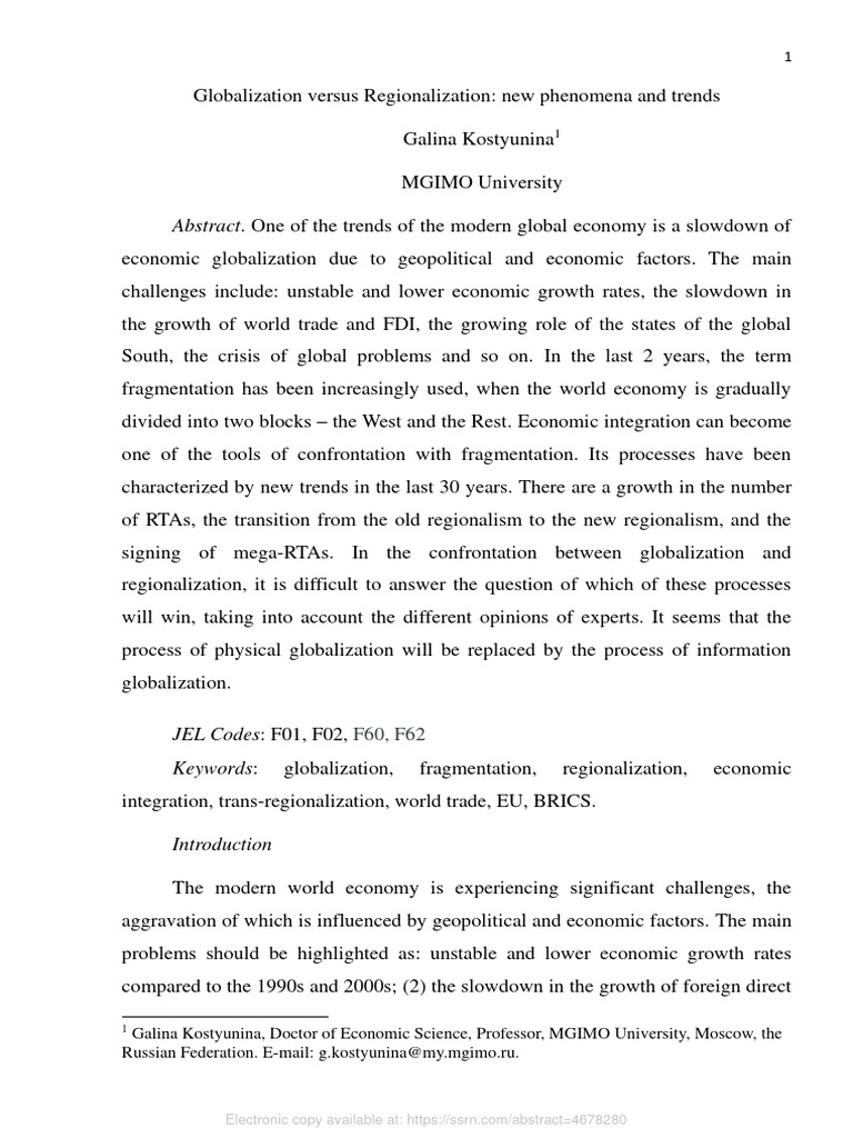Globalization Versus Regionalization New Phenomena and Trends | PDF | Globalization | European Union