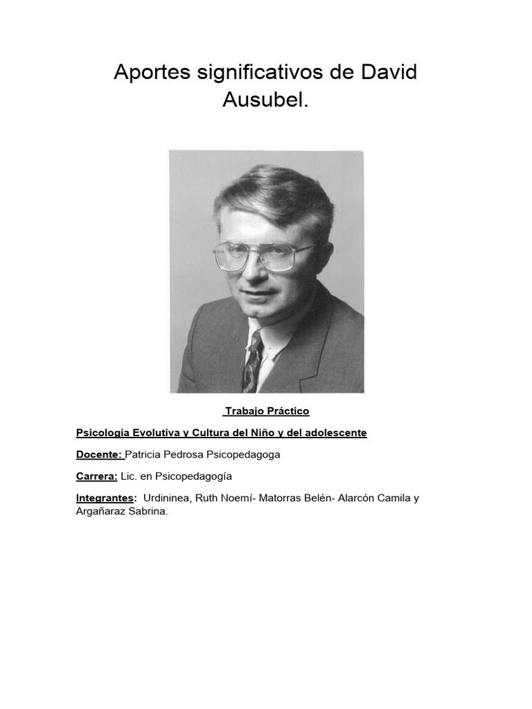 TP Evolutiva David Ausubel | PDF | Aprendizaje | Cognición