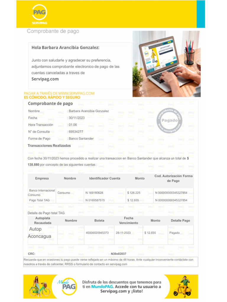 Comprobante de Pago 2 | PDF