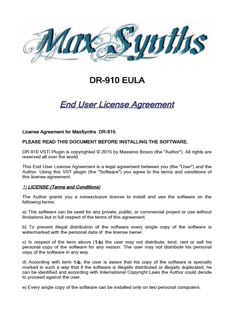 DR-910-EULA | PDF | License | Software