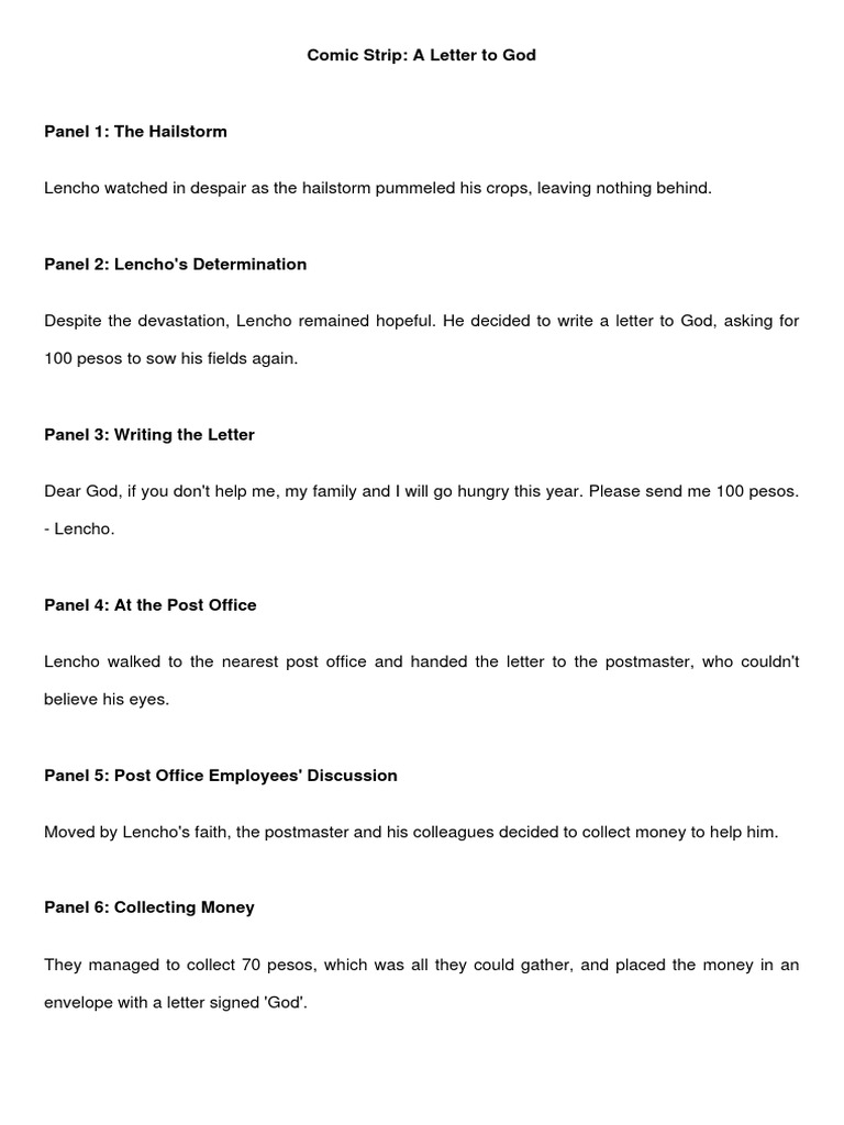 Comic Strip A Letter To God | PDF