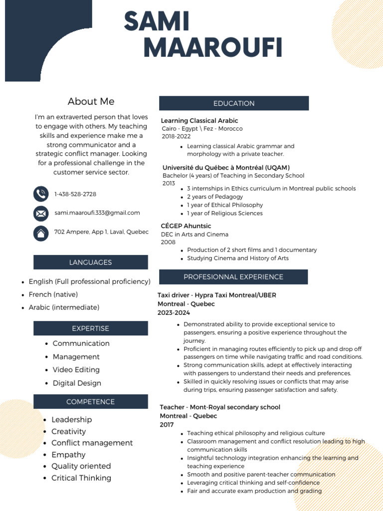 CV 2024 - Sami Maaroufi | Download Free PDF | Teachers | Montreal