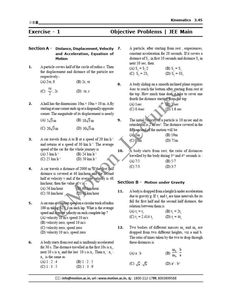 Kinematics@ Motion | Download Free PDF | Acceleration | Motion (Physics)
