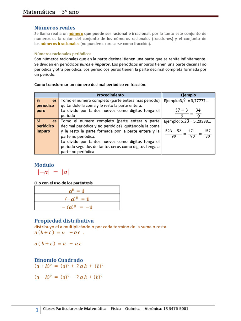 Matematica 3ero | PDF | Ecuaciones | Raíz cuadrada