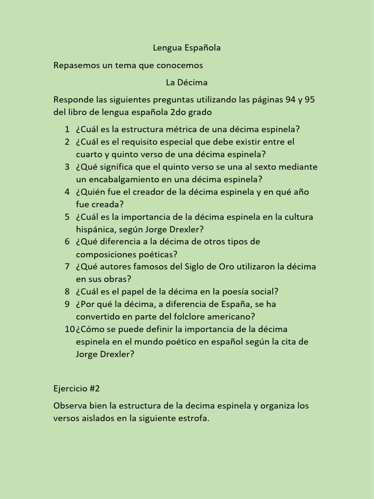 Estructura y Significado de la Décima | PDF | Estudios de idiomas ...