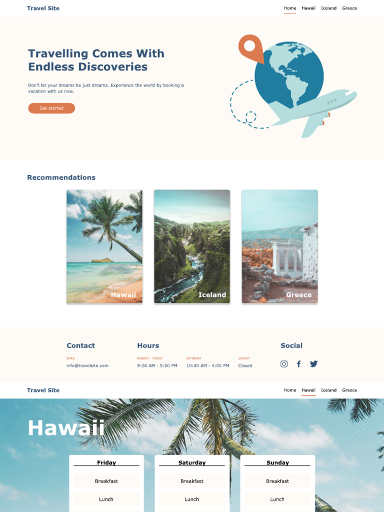 TravelSite Mockups | Download Free PDF | Lunch | Dinner