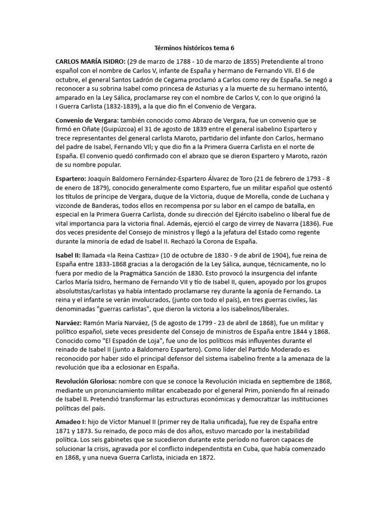 Conceptos Tema 6 Historia | PDF | Política de españa | España