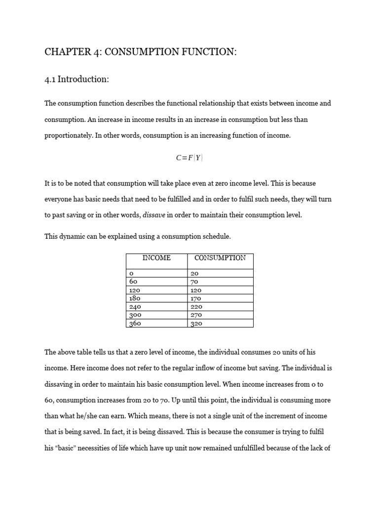 CH.4 CONSUMPTION FUNCTION | PDF | Consumption (Economics) | Economics