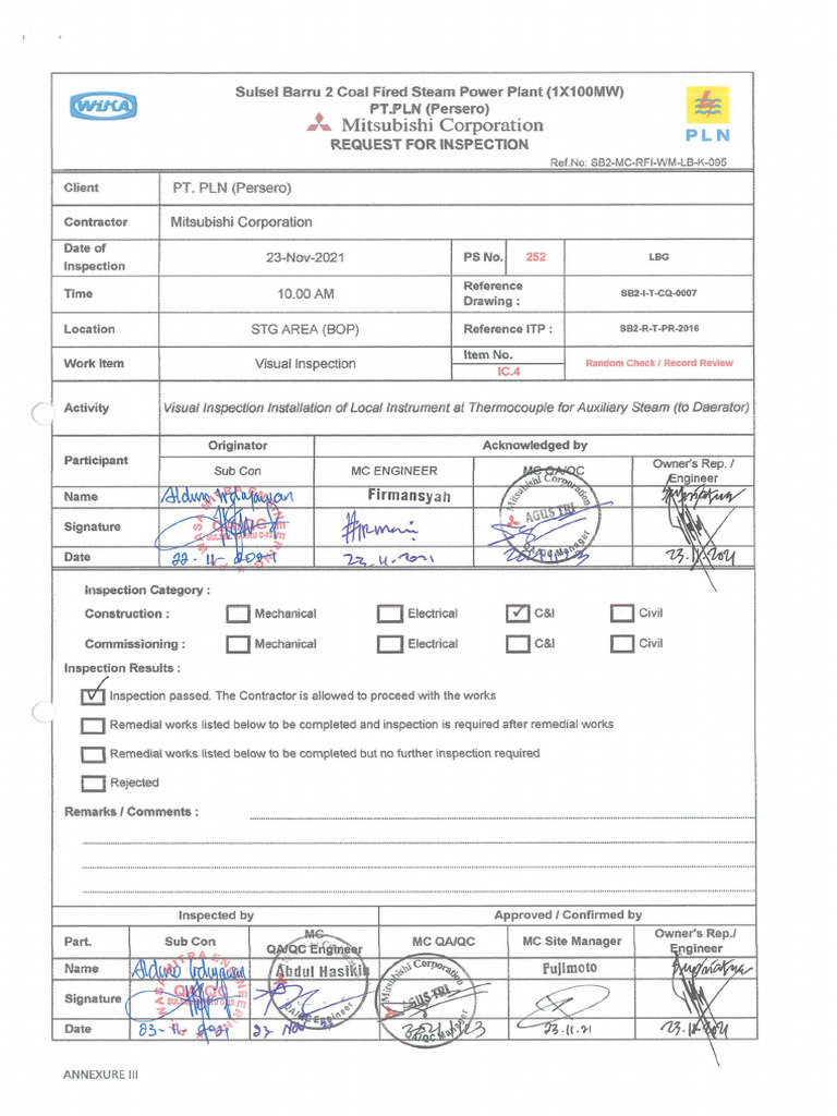 SB2-MC-RFI-WM-LB-K-095 - Visual Inspection Installation of Local ...