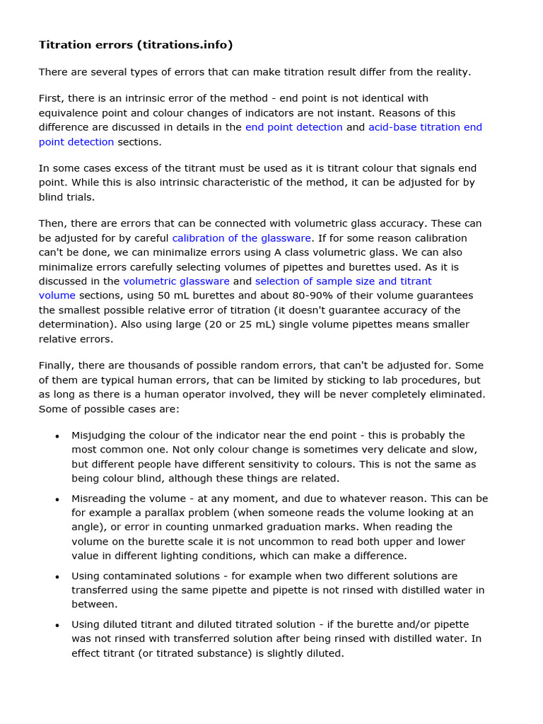 7.1 Acid-Base Titration Errors | PDF | Titration | Chemistry