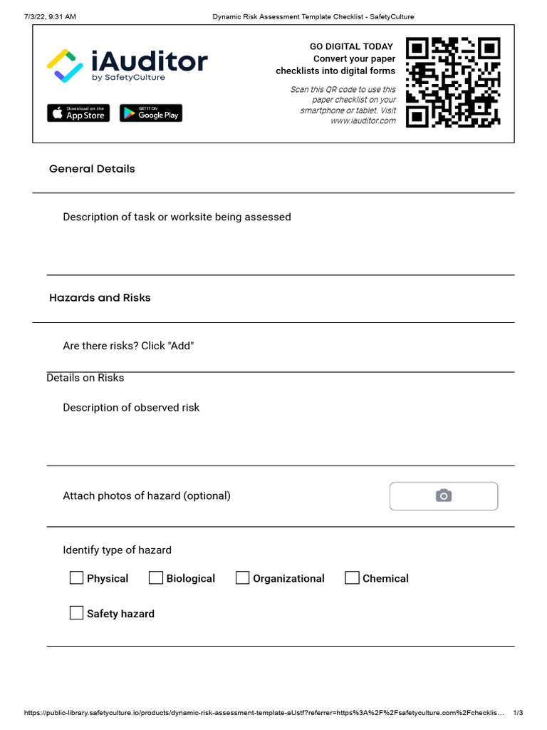 Dynamic Risk Assessment Template Checklist - SafetyCulture | PDF | Risk ...