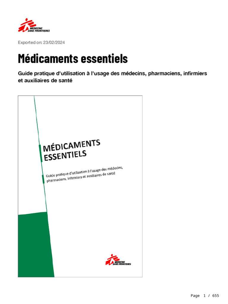 Guide des Médicaments Essentiels MSF | PDF | Ordonnance médicale ...