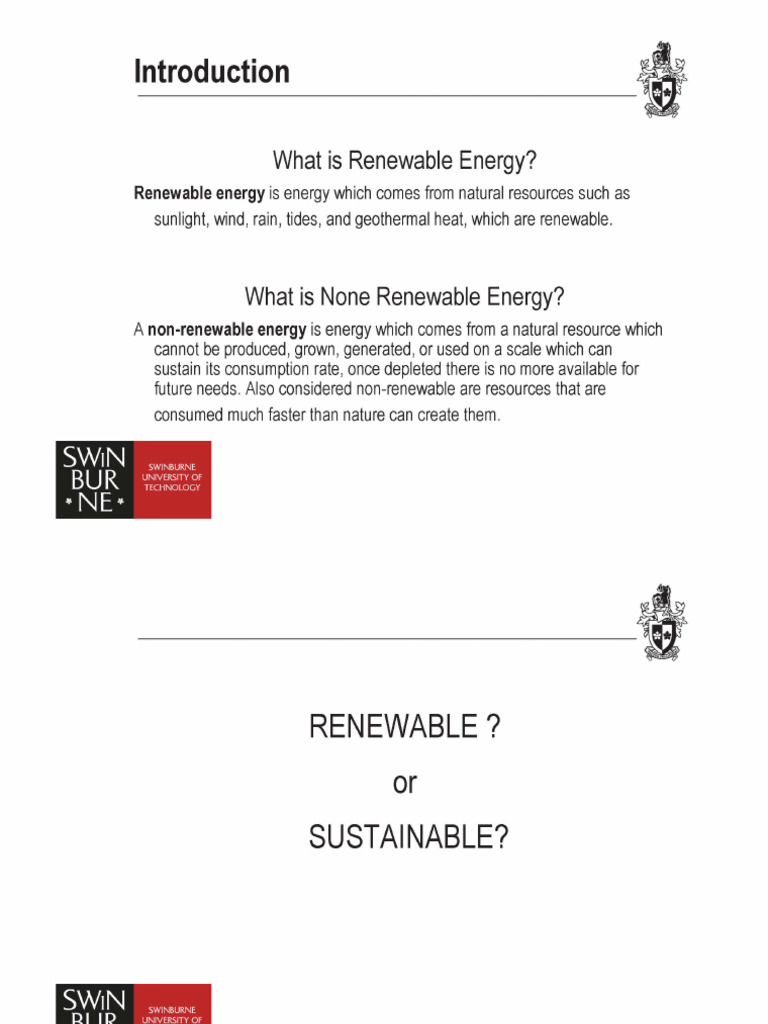 Week 1 Introduction To Renewable Energy | PDF