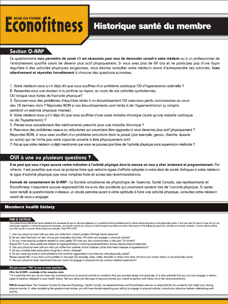 Physical Activity Form Bilingual | PDF