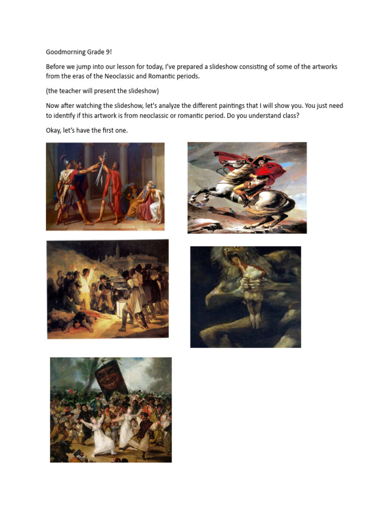 Final Demo, Lesson Plan Drafting | PDF | Romanticism | Paintings