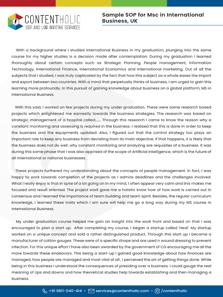 Sample-SOP-for-Msc-in-International-Business-UK | PDF | Strategic ...