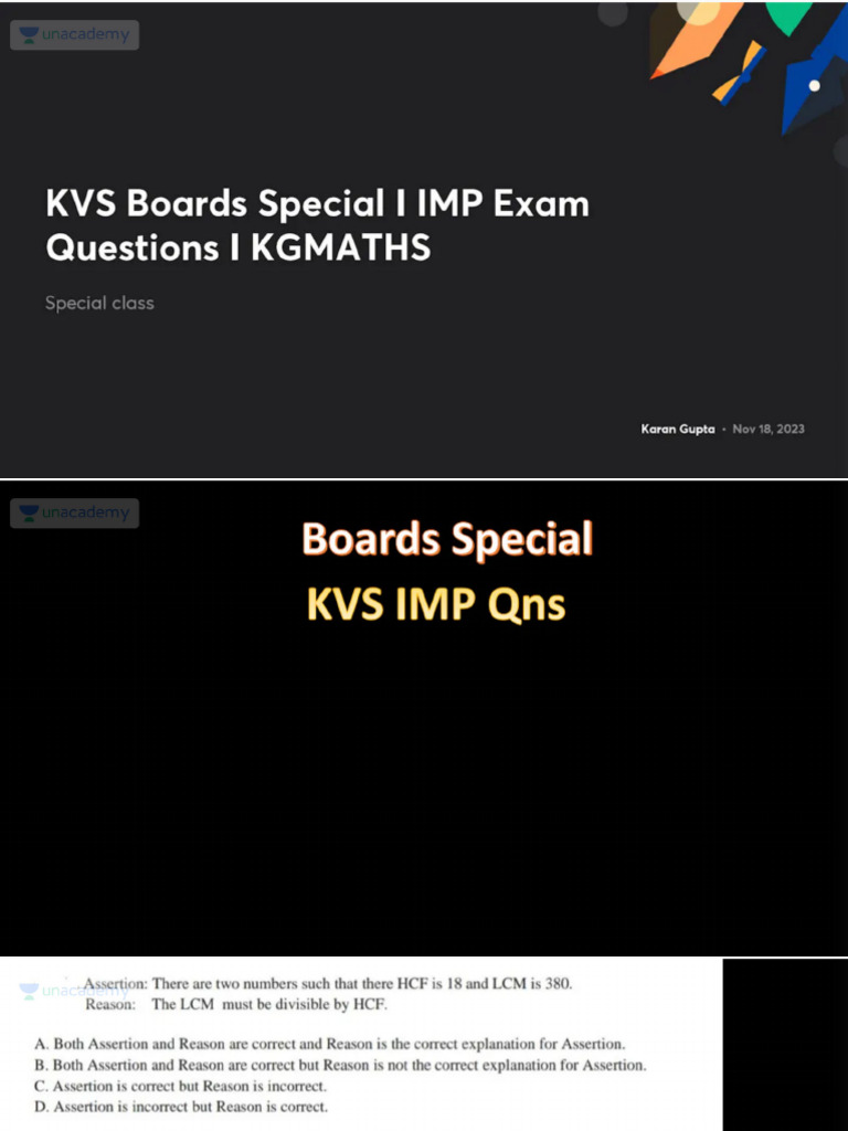 KVS Boards Special I IMP Exam Questions I KGMATHS No Anno | PDF