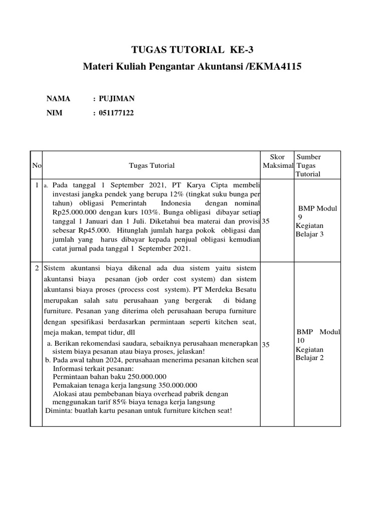 Tugas 3 Pengantar Akuntansi | PDF