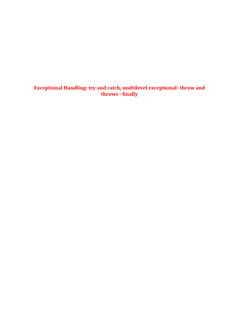 Unit-4 Exception Handling | PDF | C++ | Computer Program Unit-4 Exception Handling | PDF | C++ | Computer Program