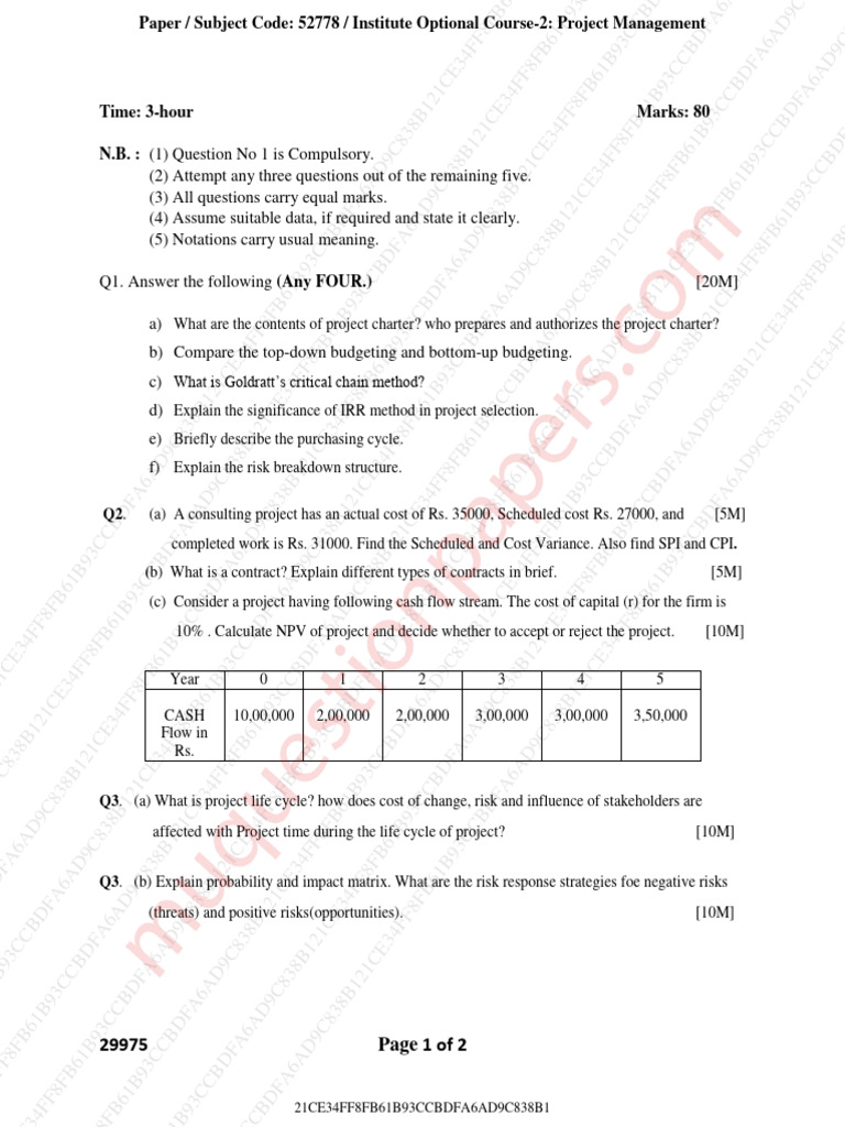PM Question Paper Overview | PDF