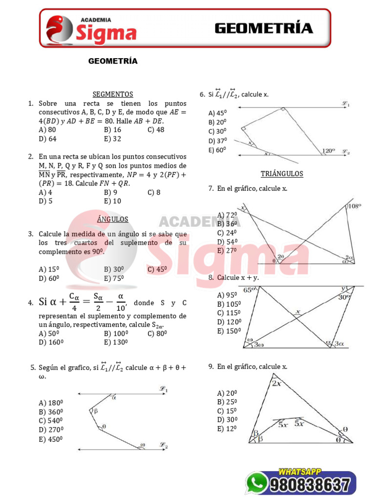 GEOMETRÍA - REPASO | PDF | Geometría triangular | Geometría del plano euclidiano