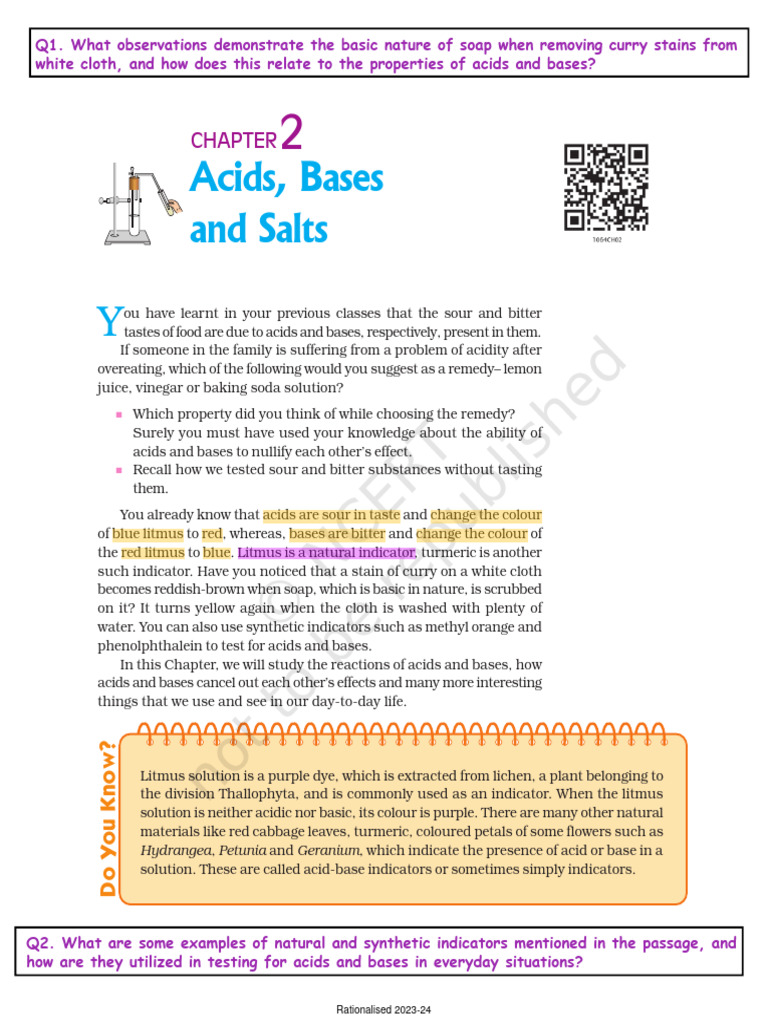 Acids, Bases and Salts NCERT Hack (Prashant Kirad) | PDF | Acid | Salt ...