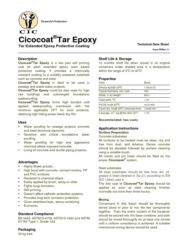 Cicocoat Tar Epoxy | PDF | Epoxy | Coating
