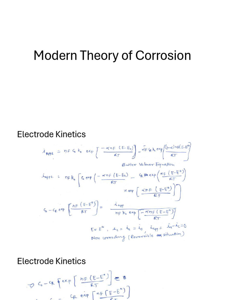 Modern Corrosion Theory and Kinetics | PDF | Corrosion | Electrochemistry