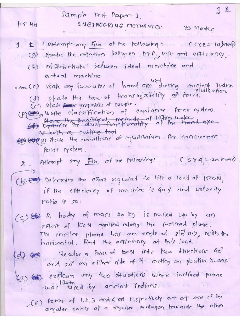 Sample Test Paper | PDF