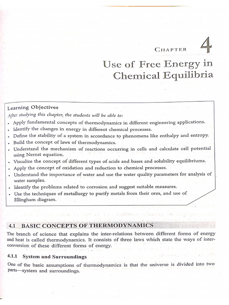 Use of Free Energy in Chemical Equilibria .Unit 4 | PDF