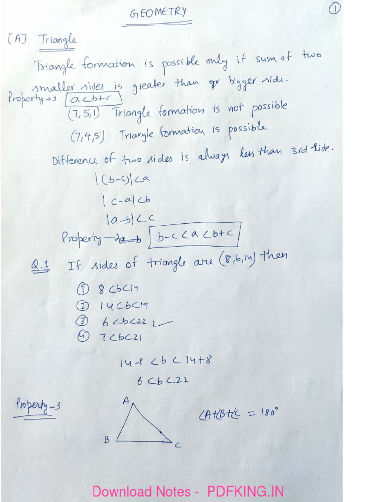 Geometry Handwritten Notes in English | PDF