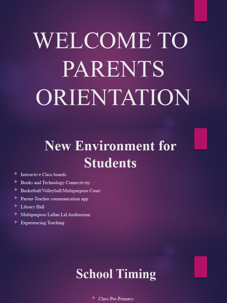 Welcome To Parents Orientation | PDF