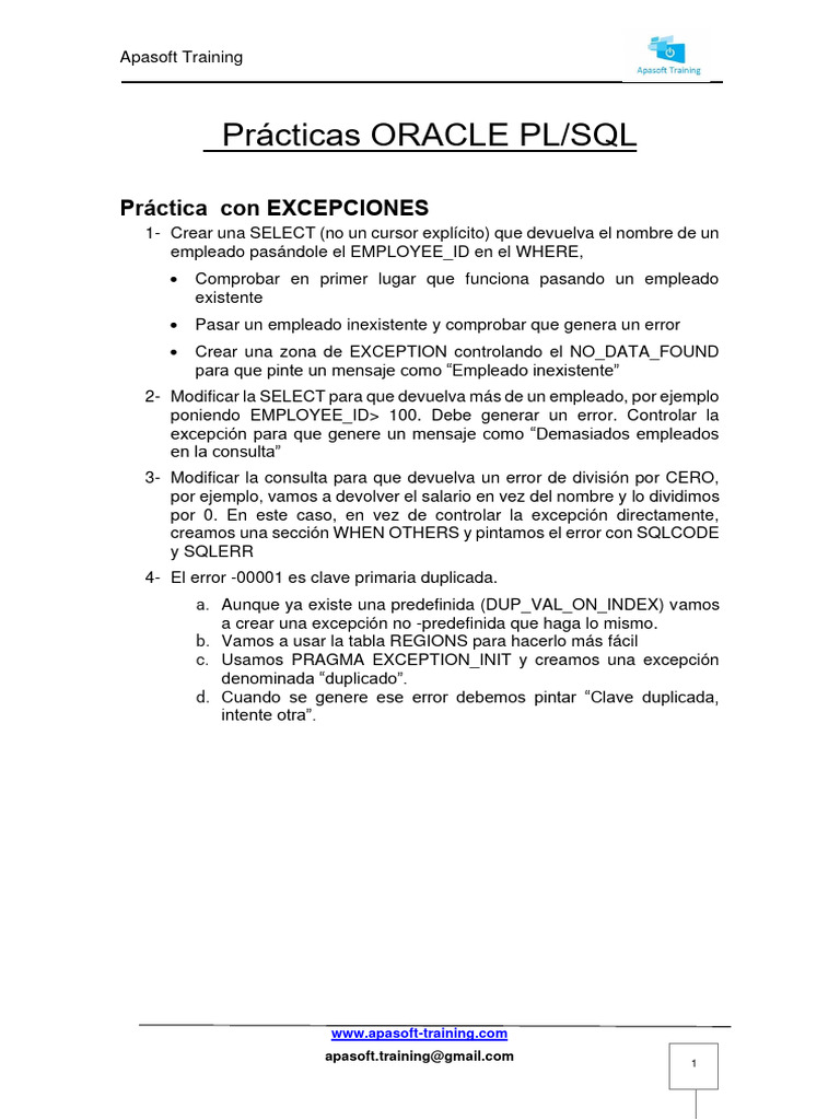 11-Prácticas Con Excepciones | PDF | SQL | Modelo de datos