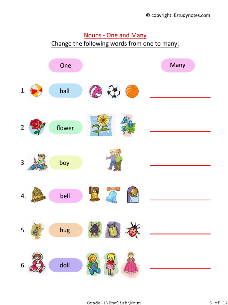 Grade 1 English Worksheet | PDF