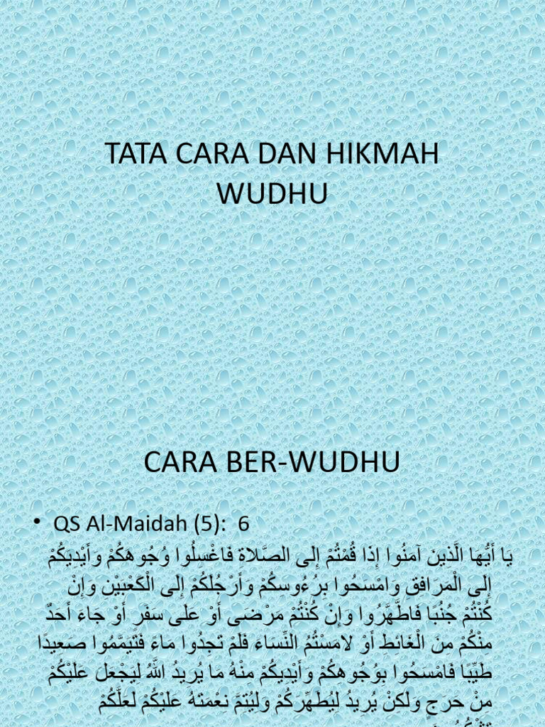 Tata Cara Dan Hikmah Wudhu | PDF