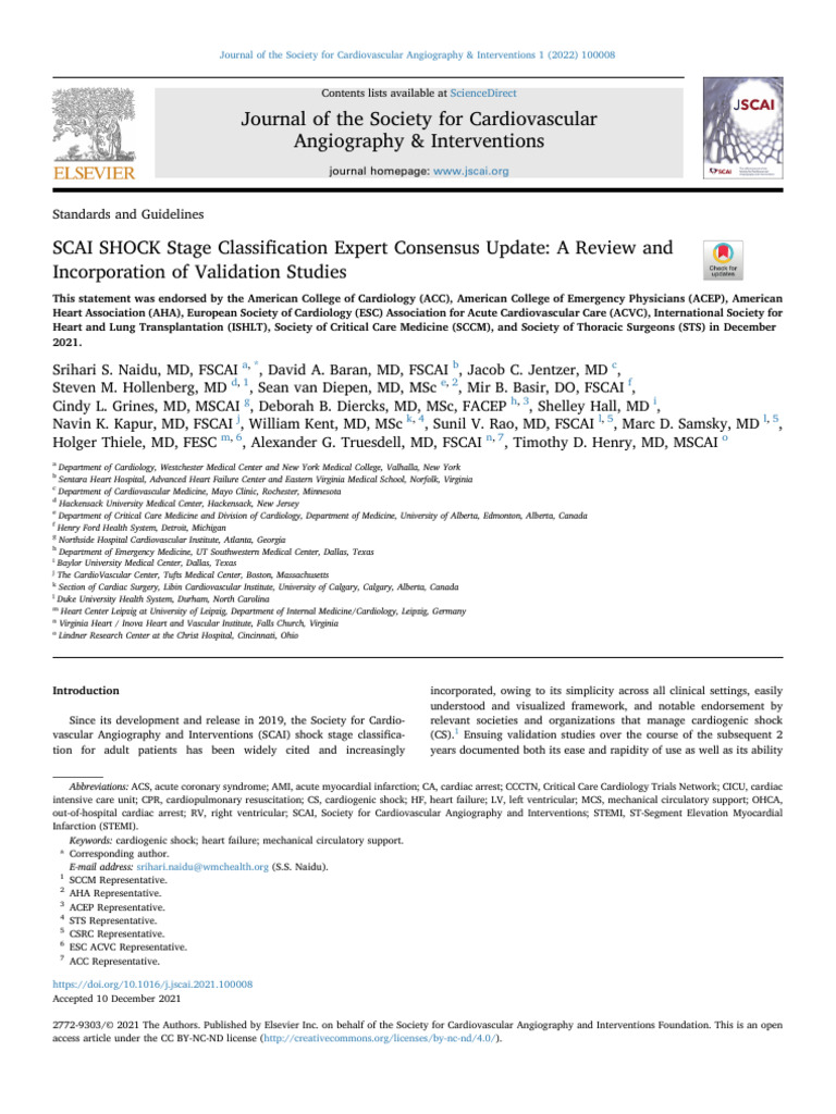 Scai Shock 2024 | PDF | Shock (Circulatory) | Myocardial Infarction
