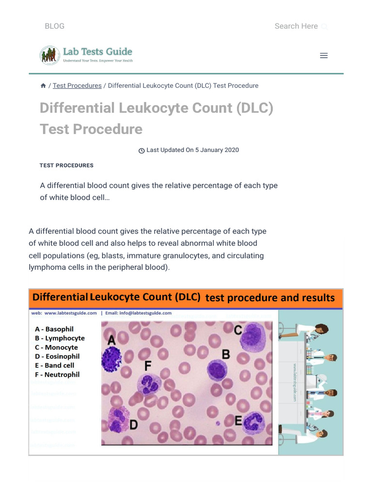 Differential Leukocyte Count DLC Test Procedure Lab Tests Gu | PDF ...