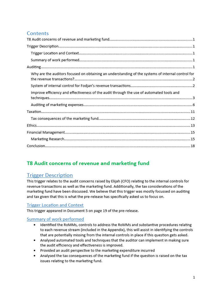 Trigger 8 - System of Internal Control For Revenue and Marketing ...