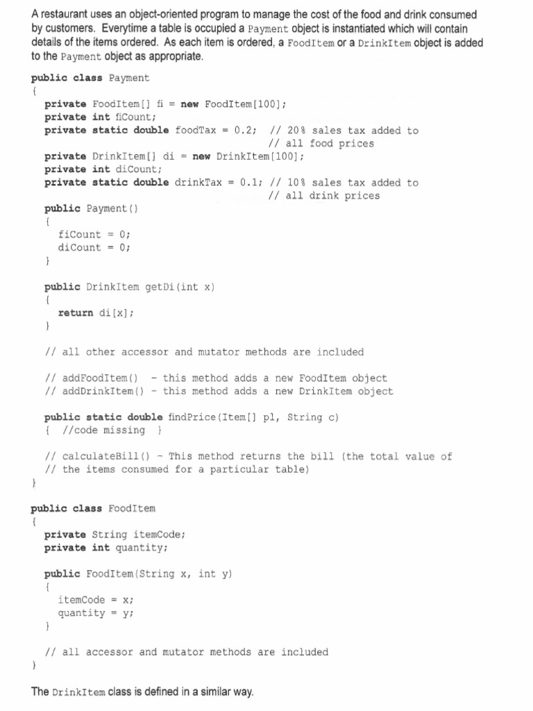 Paper 2 Option D - Practice Questions | PDF | Method (Computer Programming) | Class (Computer ...