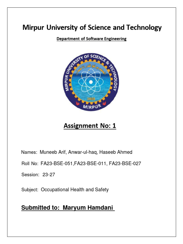 Occupational Health And Safety Assignment | PDF | Hazards | Emergency ...