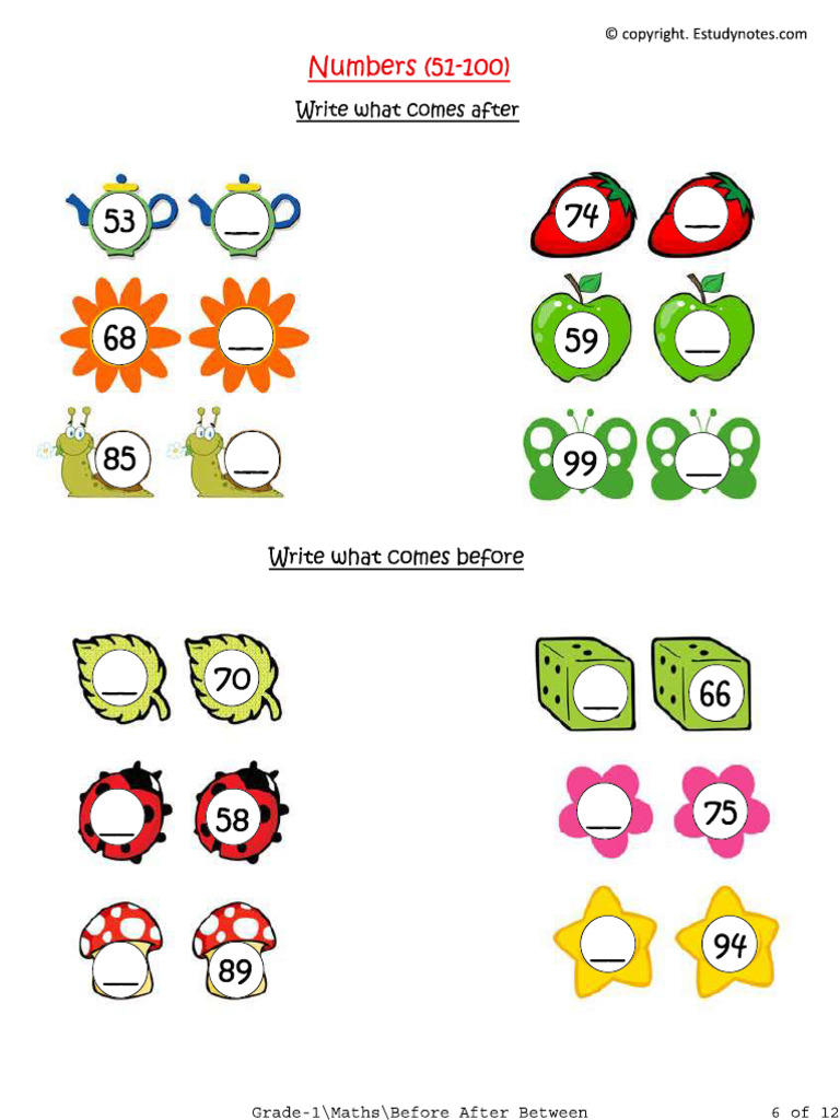 Grade 1 Maths Worksheet | PDF